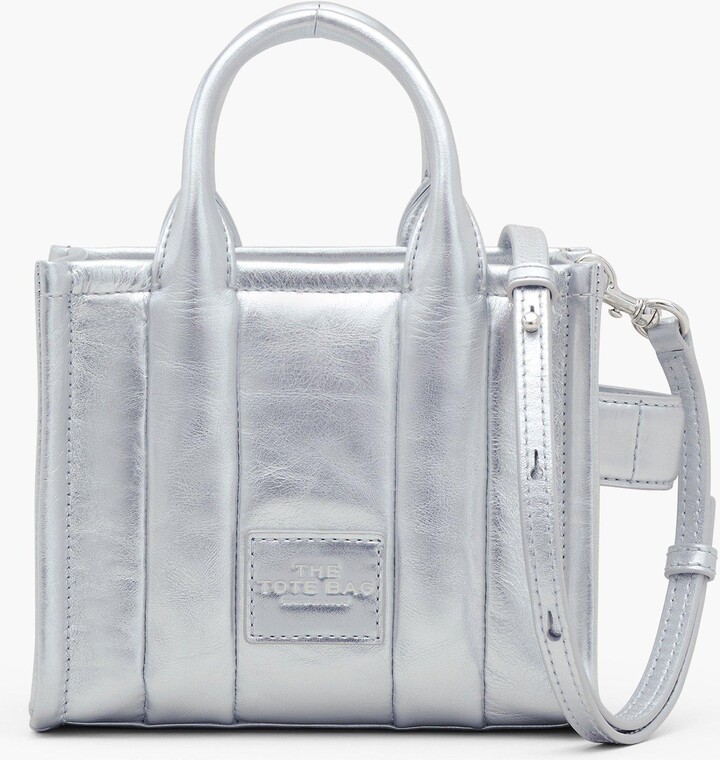 Marc Jacobs The Metallic Leather Mini Tote Bag - Silver - ShopStyle