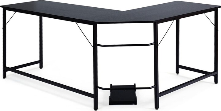 Costway L-Shaped Computer Desk Corner Workstation Study Gaming Table ...