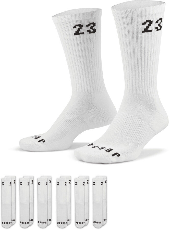 Jordan Men's Essentials Crew Socks (6 Pairs) in White - ShopStyle