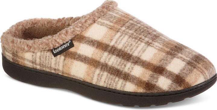 Isotoner Mens Flanel Indoor/Outdoor Slide Slippers - ShopStyle