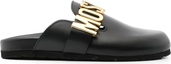 Moschino Logo-Lettering Leather Clogs - ShopStyle
