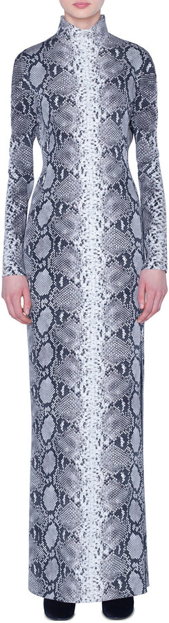 Akris Python-Print Silk Stretch Mock-Neck Gown - ShopStyle Clothes and ...