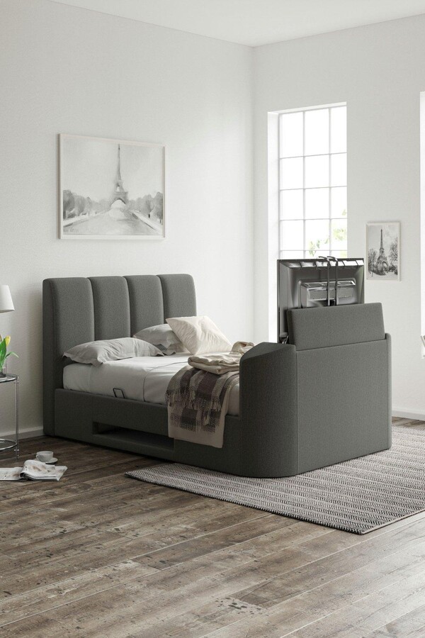 Time4sleep Copenhagen Upholstered Ottoman TV Foley Grey Bed Frame ...