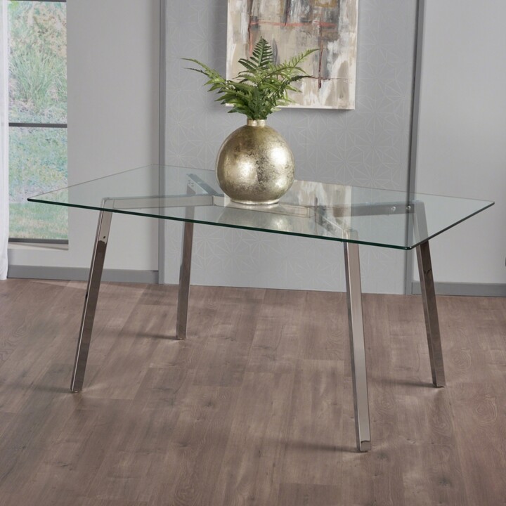 Simplie Fun Modern Glam Dining Table: Glass Top, Chrome Frame - ShopStyle