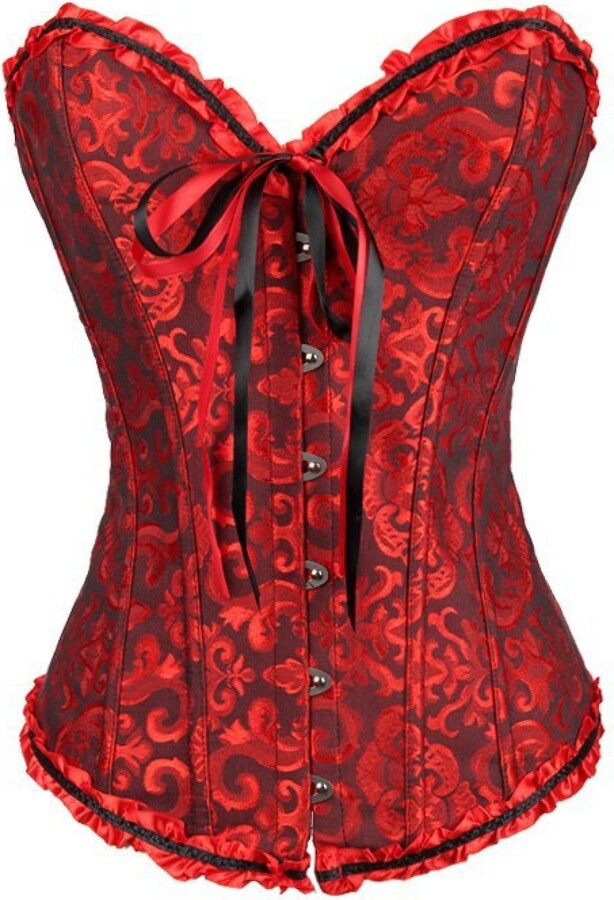 Mecnias Women Classic Lace-Up Floral Basque Bustier - ShopStyle Shapewear