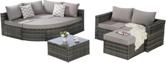 Dakota Fields 8 Piece Outdoor Patio Sofa Set, Sectional L- Shaped Patio Furniture Wicker Patio ...