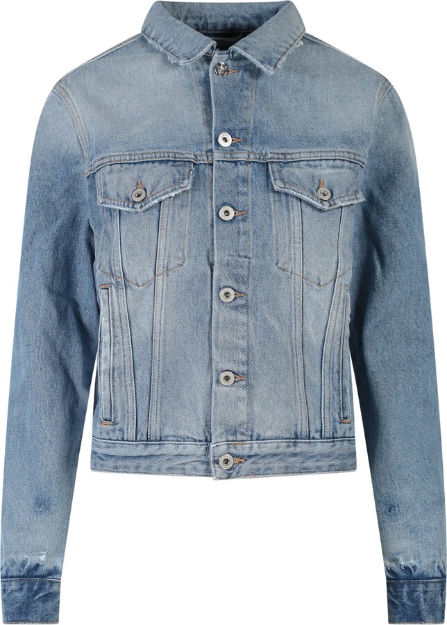 Off-White Denim jacket with back logo patch - ShopStyle