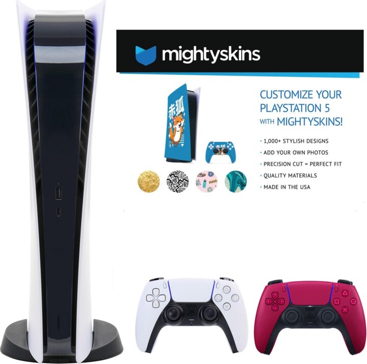 Playstation PS5 Digital Console with Extra Red Dualsense Controller and ...