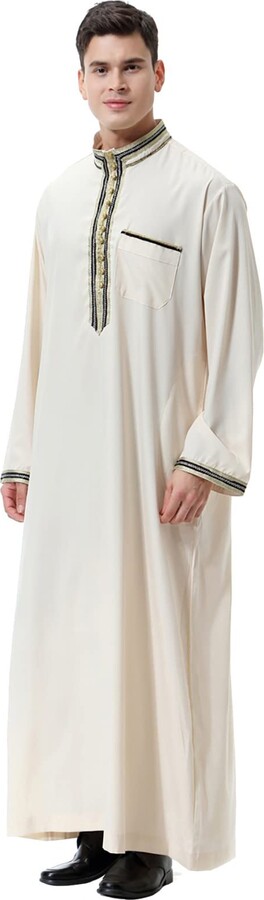 COOFANIN St Patricks Day Lights Black Muslim Thobe for Men Thobes for ...