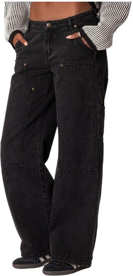 Edikted Women's Ayla low rise carpenter jeans - ShopStyle