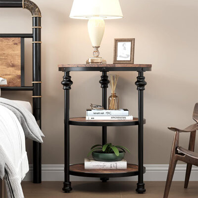 Trent Austin Design End Table 3-Tier Round Side Table Living Room Accent Table with Storage ...
