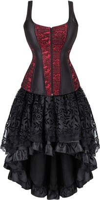 vinTIAN Medieval Costume Women Plus Size Steampunk Corset Skirt ...