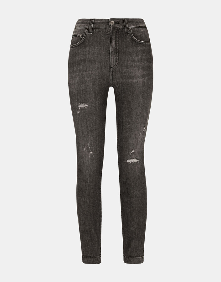 Dolce & Gabbana Deep blue denim Audrey jeans with ripped details ...