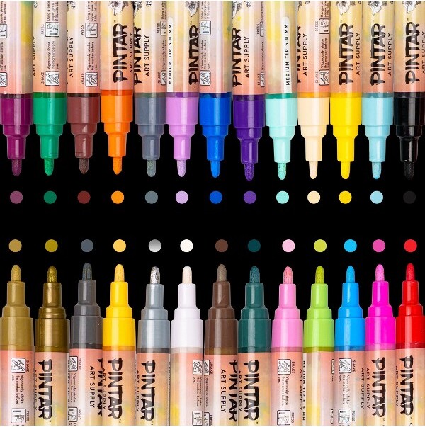 Pintar Art Supply PINTAR Premium Acrylic Paint Pens - (26 Colors ...