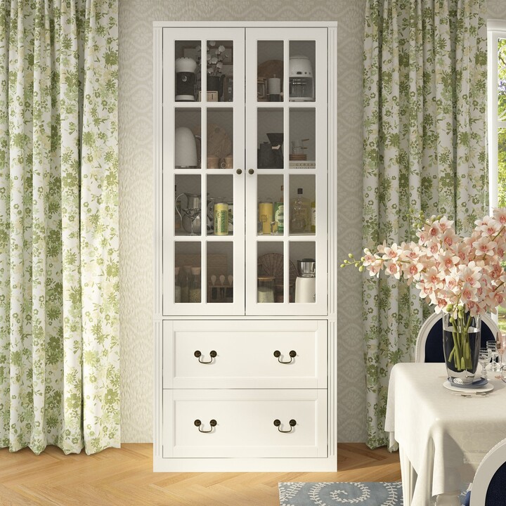 FUFU&GAGA Modular Glass Doors Display Cabinet Combo Bookcase Home ...