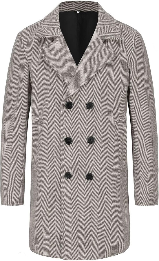 Generic Mens Winter Coat Slim Fit Wool Overcoat Knee-Length Elegant ...