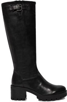 Celtic & Co. Leather Biker Block Heel Knee High Boots - ShopStyle