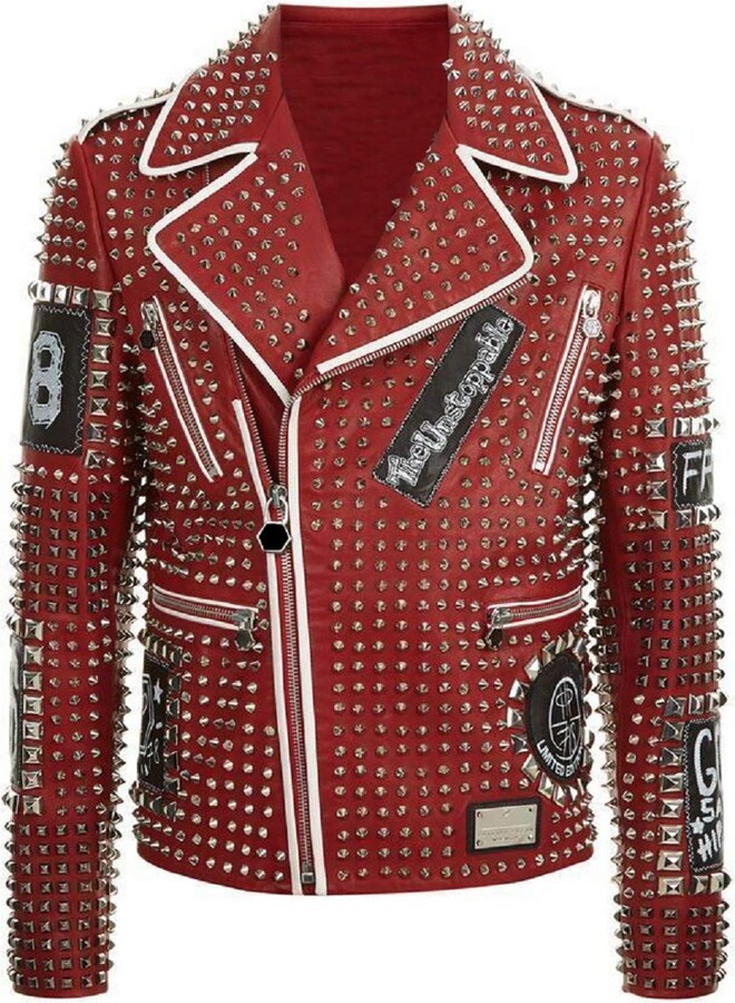 LP-FACON Leather Motorcycle Jacket - Mens Spiked Leather Jackets ...