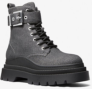 Michael Kors Colby Denim Print Leather Combat Boot - ShopStyle