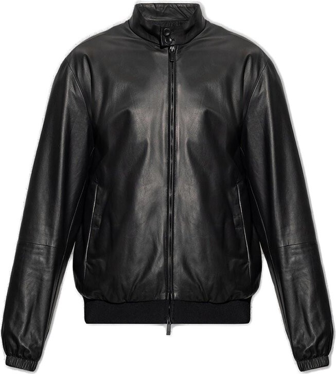 Giorgio Armani Logo Embossed Bomber Jacket - ShopStyle