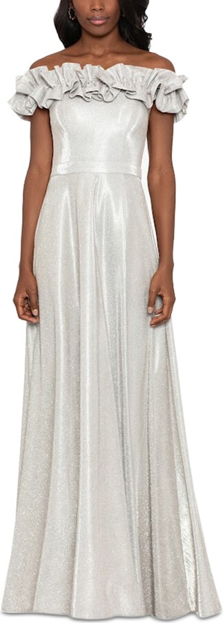 Xscape Evenings Women's RuffleD Off-The-Shoulder Metallic Gown - ShopStyle