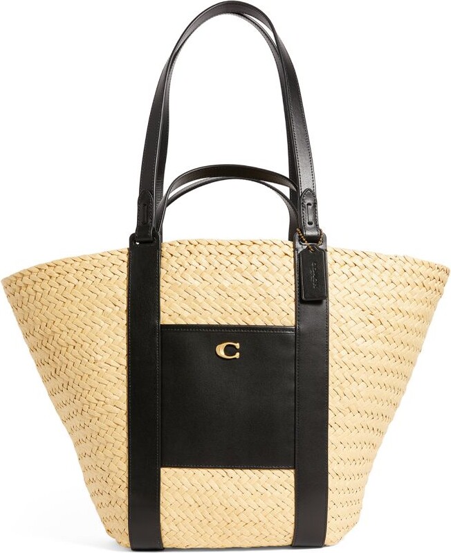 Coach Straw-Leather Basket Bag - ShopStyle