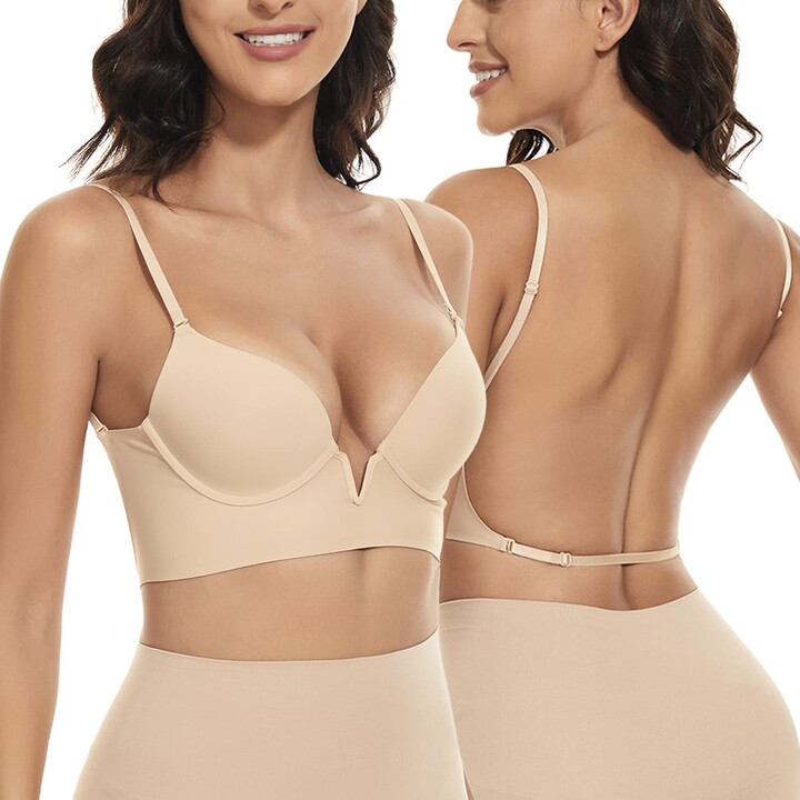 seagallery Low Back Bras Wire Lifting Deep Plunge Backless Bra Multiway Strap Convertible Bra ...