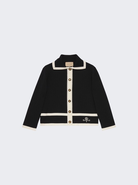 Gucci Contrast Trim Jacket Black And Ivory - ShopStyle