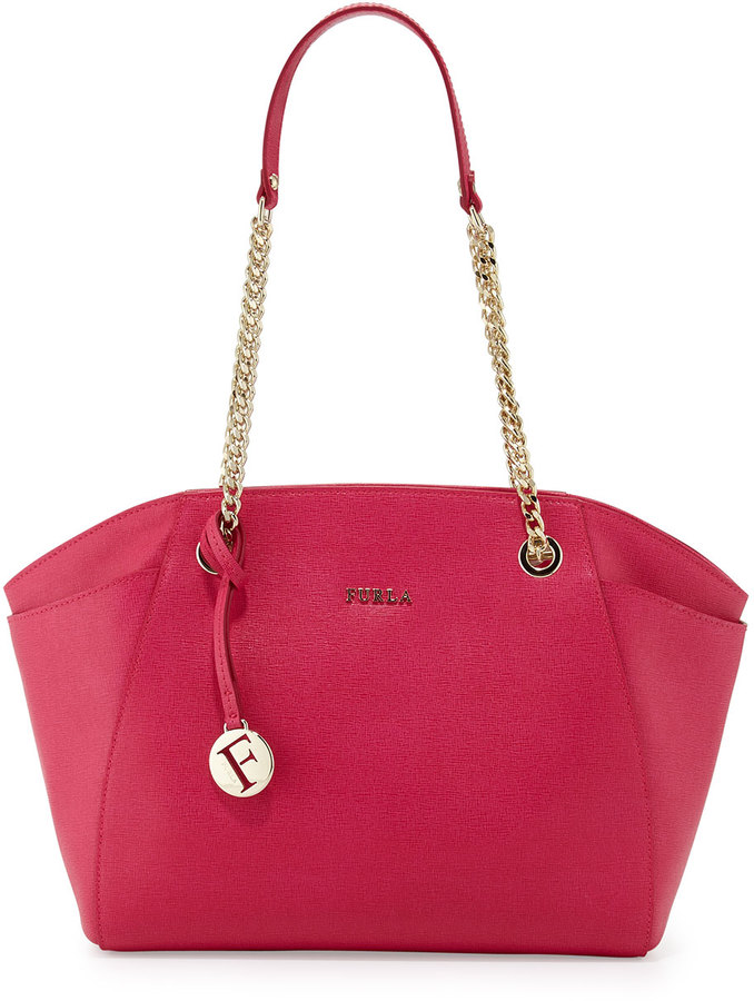 Furla Julia Medium Leather Tote Bag, Pink Gloss - ShopStyle