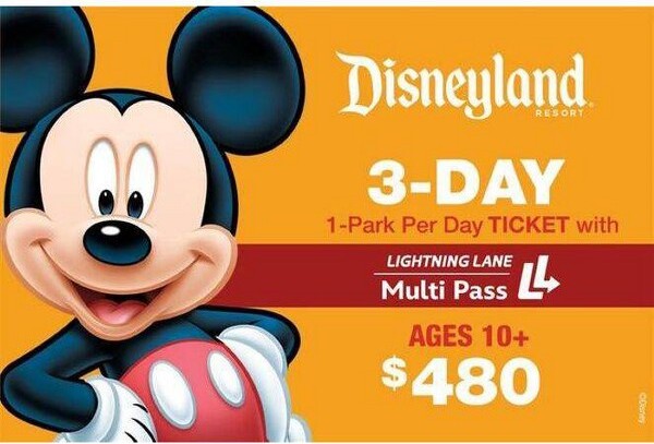 Disney Disneyland 3-Day 1-Park Per Day Ticket with Lightning Lane Multi ...