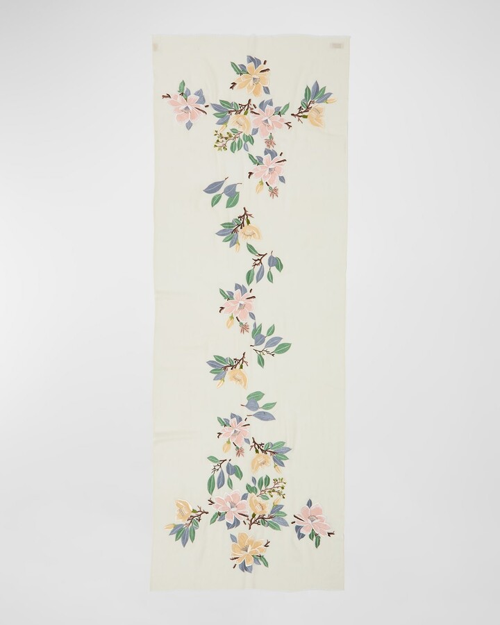 Janavi Magnolia Branch Cashmere & Silk Scarf - ShopStyle Scarves & Wraps