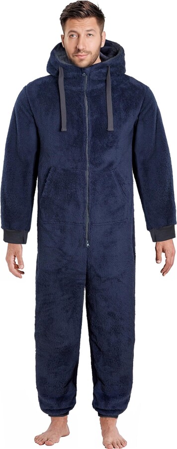 Slumber Hut® Mens and Boys Grey Snuggle Fleece Hooded Onesie - Matching ...