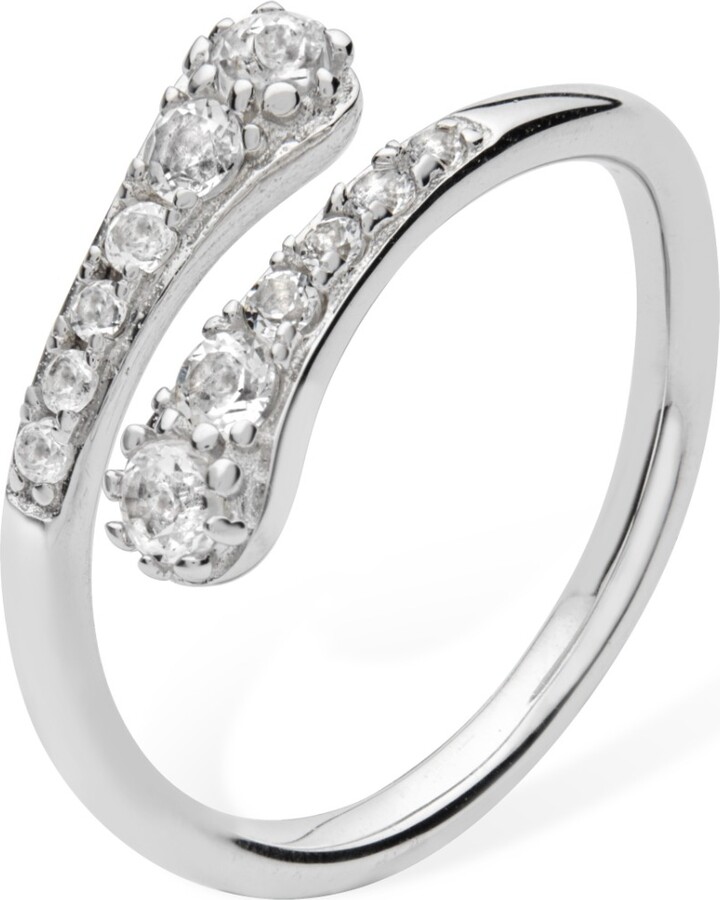 Lucy Quartermaine - Cross Over Skinny Drip Ring With White Topaz ...