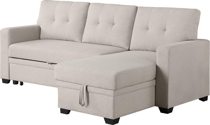 LOVMOR 82 inch L-Shape Sofa Sectional Couch Convertible Sleeper with ...