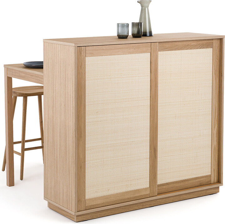 La Redoute Interieurs Palano Oak Veneer and Rattan Kitchen Island ...