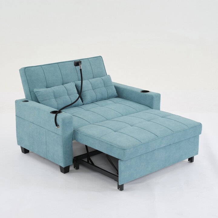 Simplie Fun 3-in-1 Convertible Futon Chair Bed with Usb Ports and ...