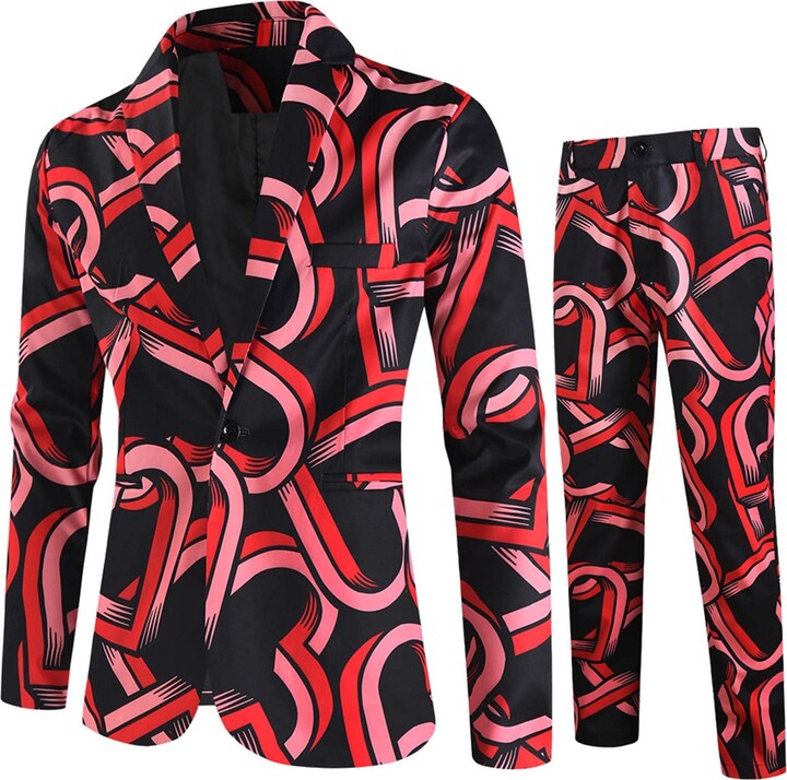 COZYDAY Mens Suits 3 Piece Mens Funky Suits Mens Valentine's Day ...