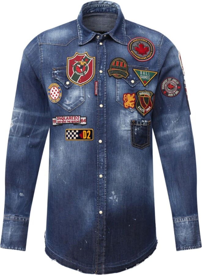 DSQUARED2 Logo Patch Detail Denim Shirt - ShopStyle