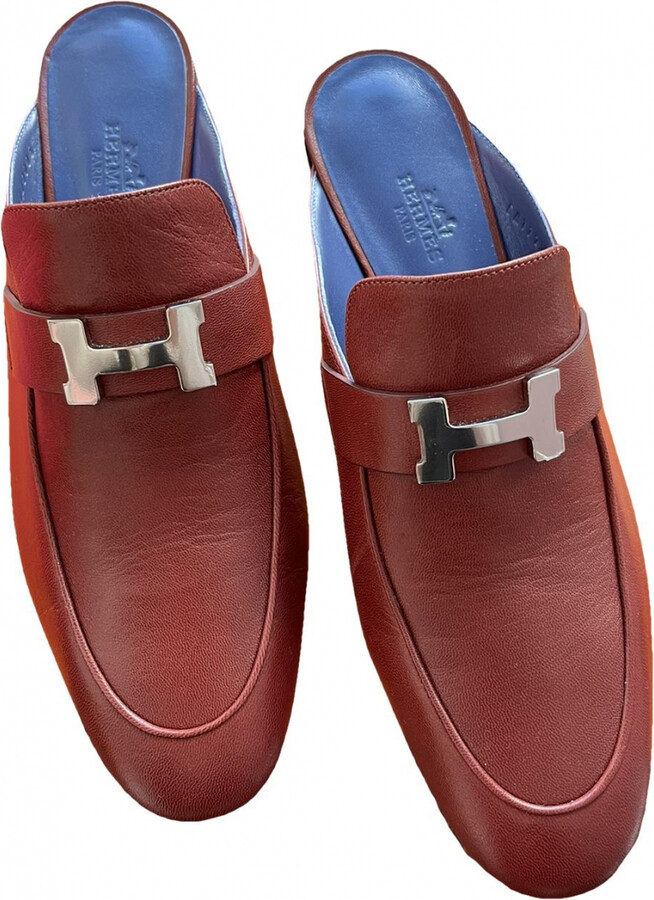 Hermes Leather mules & clogs - ShopStyle