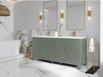 Willow Collections Cambridge 72'' Double Bathroom Vanity with Top ...