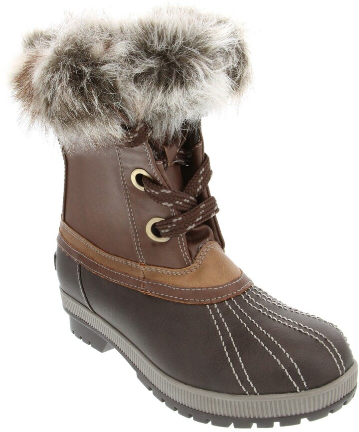 London Fog Milly Faux Fur Trim Winter Duck Boot - ShopStyle