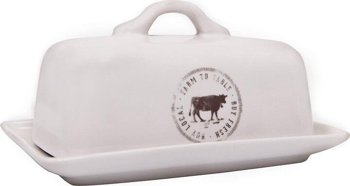 Creative Co-op Stoneware Butter Dish with Cow Decal - ShopStyle