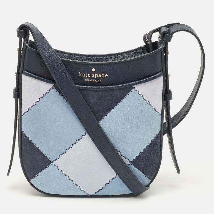 Kate Spade Tri Tone Blue Quilted Leather and Suede North South Leila ...