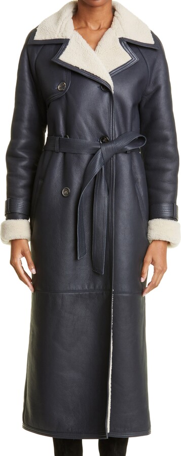 Saks Potts Alexa Leather & Genuine Shearling Trench Coat - ShopStyle