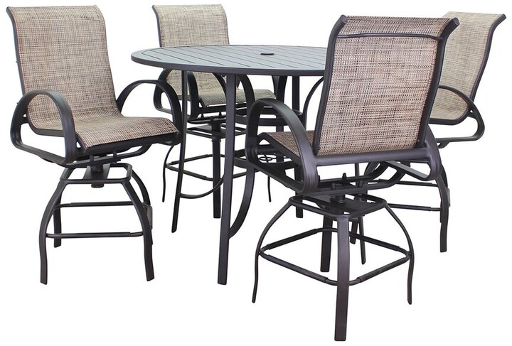 Courtyard Casual Santa Fe Java Aluminum 5Pc Balcony Height 48In Round ...