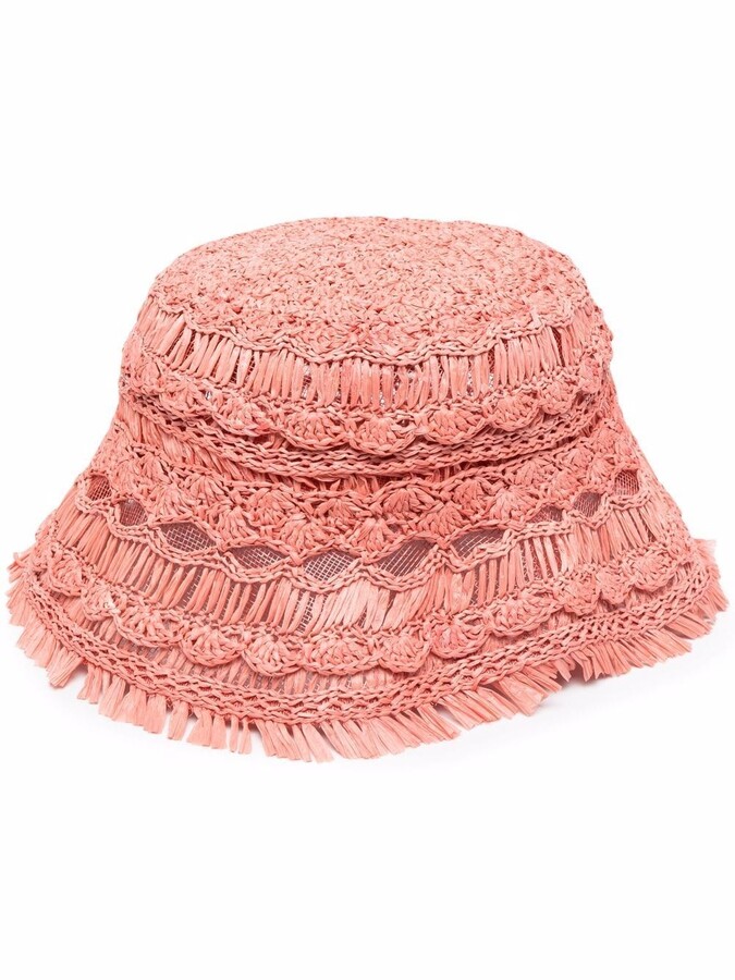 Zimmermann Crochet raffia bucket hat - ShopStyle