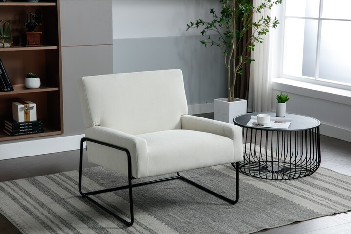 EDWINRAY Modern Industrial Slant Accent Chair with Metal Frame, High ...