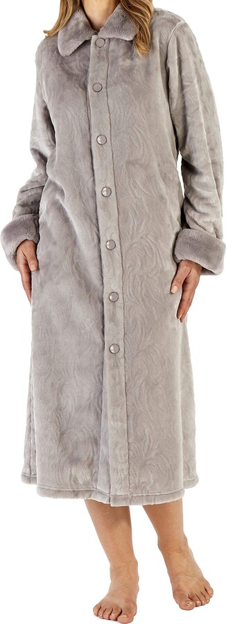 Slenderella Ladies Luxury Soft Thick Embossed Grey Velvet Fleece Faux ...