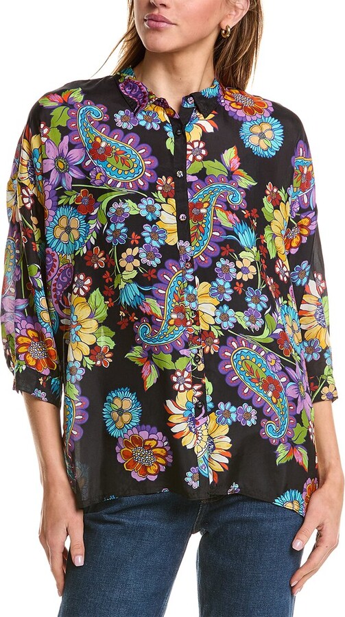 Johnny Was The Audrey Oversized Silk Blouse - ShopStyle