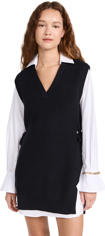 JONATHAN SIMKHAI STANDARD Skai Knit Poplin Combo Layered Knit and Shirt ...